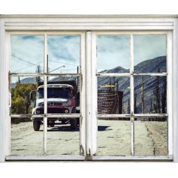 Wandsticker queence "Truck", grau, B:40cm H:60cm T:0,1cm, Wandtattoos, Wandsticker, Wandsticker, Wandbild, selbstklebend, 3D, Fenster