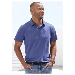 Poloshirt John Devin "mit Slub-Garn Struktur", Herren, Gr. XXL (60/62), blau, Jersey, Obermaterial: 100% Baumwolle, meliert, bequem normal, Rundhals, abgesteppte Kante, Shirts, aus leichter, strukturierter Baumwollqualit&auml;t