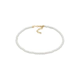 Fu&szlig;kette Elli "Fu&szlig;schmuck Perlen Synthetisch Klassik Basic 925 Silber" Gr. 22, gold, Fu&szlig;ketten, Damen, Silber 925 (Sterlingsilber), Fu&szlig;kette