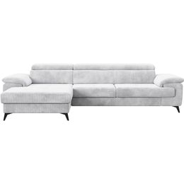 Ecksofa COTTA "Astra L-Form, B: 300 cm", stone, B:300cm T:169cm, 95% Polyester (PES) 5%Polyamid (PA), Sofas, Ecksofa, mit Kopfteilverstellung, optional Bettfunktion & Bettkasten