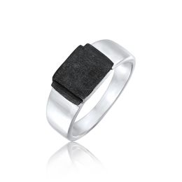 Siegelring Kuzzoi "Ring Herren Siegelring Modern 925 Silber" Gr. 60, schwarz, Fingerringe, Damen, 60, ohne Stein, Silber 925 (Sterlingsilber), 12mm, Siegelring