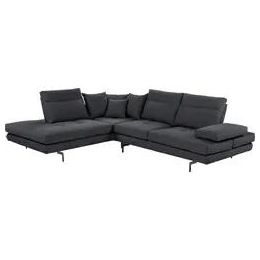 Ecksofa Calia italia "Toby Wing, B/T: 288/232 cm, Designsofa, Premium Sitzkomfort, L-Form", schwarz (nero quebec), B:288cm H:90cm T:232cm, Synthetische Faser (100% Polyester), Sofas, Ecksofa, Sitztiefenverstellung, wahlw. mit Kissen-Set,F&uuml;&szlig;e schwarz matt