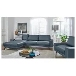 Ecksofa "CR.450, Designecksofa, L-Form", blau (blaugrau 534, 73), B:274cm H:85cm T:178cm, Luxus-Microfaser (100% Polyester), CREATION BY ROLF BENZ, Sofas, Ecksofa, Armlehne breit und niedrig, Alugussf&uuml;&szlig;e in umbragrau, Breite 274 cm