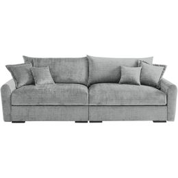 Big-Sofa Home Affaire "Finka, Breite 247 cm", hellgrau, B:247cm T:123cm, 100% Polyester, Sofas, Big-Sofa, Mega-Sofa, Cord oder Chenille-Struktur, mit Federkern & 4 Zierkissen