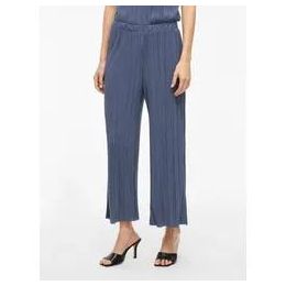 Schlupfhose Vila "VIPLISA HW CULOTTE PANTS - NOOS", Damen, Gr. M (38), N-Gr, blau (vintage indigo), Web, Obermaterial: 65% Polyester, 35% Viskose, unifarben, regular fit wadenlang, Hosen Schlupfhose, Sommerhose, plissierte Optik