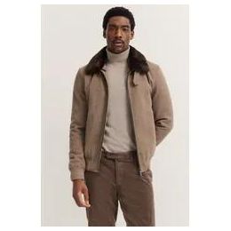Wolljacke Bugatti "Modern Fit", Herren, Gr. 52, 40, beige, 70% Wolle, 30% Polyester, unifarben, normal, B&uuml;ndchen, Jacken, mit abnehmbarem Kunstfellkragen