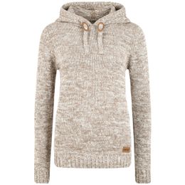 Strickjacke oxmo "Strickpullover OXPhilia", Damen, Gr. XXL, beige (dune), Obermaterial: 100% Baumwolle CO., Pullover Strickjacke