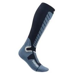 Sportsocken Bauerfeind "SKI ALPINE COMPRESSION SOCKS", Herren, Gr. 46-49, blau, m, Obermaterial: 66% Polyamid, 29% Wolle, 5% Elasthan, Socken Sportsocken, f&uuml;r Alpinski und Snowboard, mit anatomisch geformter Zehenbox