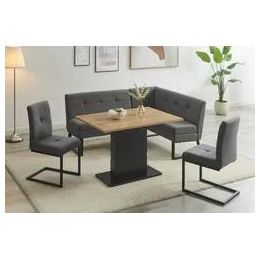 Eckbankgruppe OTTO HOME "Geranie, Sitzgruppe, Eckbank inkl. Stauraum, Esstisch, 2 Freischwinger", transparent (grau), B:180cm H:80,5cm T:61,5cm, MDF, Metall, Polyester, Sitzm&ouml;bel-Sets, Eckbankgruppe, Eckbank inkl. Stauraum wahlweise links oder rechts montierbar