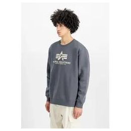 Sweatshirt Alpha Industries "Basic Sweater", Herren, Gr. XL, grau (grauschwarz), angeraute Sweatware, Obermaterial: 80% Baumwolle, 20% Polyester, bedruckt, normal normal, Rundhals, Rippb&uuml;ndchen, Sweatshirts Sweatshirt, Baumwollmischung, regular fit