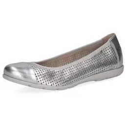 Ballerina Caprice, Damen, Gr. 40, silber (silberfarben), Leder, Schuhe Ballerina, Slipper, Bequemschuh, Schlupfschuh mit Perforation