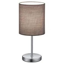Trio REALITY LEUCHTEN Schreibtischlampe "Jerry", grau (taupe, chromfarben), 1, &Oslash; 13cm H: 28,5cm, 1 Stk., Leuchten, E14 Tischleuchte exkl. Leuchtmittel, mit Stoffschirm u. Schnurschalter, Tischlampe