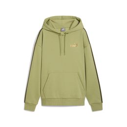 Kapuzensweatshirt Puma "ESS TAPE MINIMAL GOLD HOODIE FL", Damen, Gr. XL, gr&uuml;n (calming gr&uuml;n), Fleece, Obermaterial: 66% Baumwolle, 34% Polyester, unifarben, comfort fit normal, angesetztes B&uuml;ndchen, Sweatshirts Kapuzensweatshirt, mit Metallic-Akzenten, mit verstellbarer Kapuze, Relaxed Fit