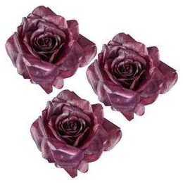 Kunstpflanze Creativ green "Clip mit Rose", rot (dunkelrot), H:3cm &Oslash;:18cm, Kunststoff, Kunstpflanzen, Kunstpflanze, mit Clip