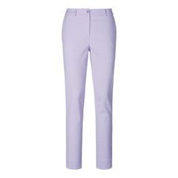 Madeleine Mode Stoffhose MADELEINE "Hose Jacquard-Hose mit Unikat-Dessin", Damen, Gr. 36, N + K Gr, lila (lavendel, wei&szlig;), Obermaterial: 59% Baumwolle CO. 37% Polyamid PA. 4% Elasthan EL., Hosen Stoffhose