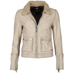Lederjacke Maze "Lederjacke 42020103", Damen, Gr. XS, beige (ecru), Obermaterial: 100% Lammleder LEL. Futter: 100% Baumwolle CO., Jacken Lederjacke