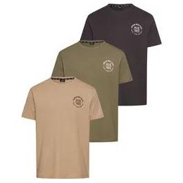 H.I.S. T-Shirt H.I.S, Herren, Gr. S (44/46), gr&uuml;n (khaki, anthra, beige), Single Jersey, Obermaterial: 100% Baumwolle, bedruckt, schmal, Rundhals, gerader Abschluss, Shirts T-Shirt, schmal geschnitten, bedrucktes Design, aus 100% Baumwolle, Topseller