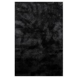 Teppich HOMIE LIVING "Pisa", schwarz, B:130cm H:25mm L:190cm, Polyester, Teppiche, Teppich, Hochflor, Microfaser, uni, weich, Shaggy, Wohnzimmer, Schlafzimmer