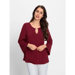 3/4-Arm-Shirt Heine "Shirt", Damen, Gr. 36, rot (dunkelrot), 95% Polyester, 5% Elasthan, unifarben, Rundhals, Shirts 3/4-Arm-Shirt