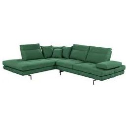 Ecksofa Calia italia "Toby Wing, B/T: 288/232 cm, Designsofa, Premium Sitzkomfort, L-Form", gr&uuml;n (verde mario), B:288cm H:90cm T:232cm, Mikrofaser mit Nubuk Optik (100% Polyester), Sofas, Ecksofa, Sitztiefenverstellung, wahlw. mit Kissen-Set,F&uuml;&szlig;e schwarz matt