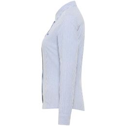 Langarmbluse Mustang "Damen Style Allegheny", Damen, Gr. 40, blau 12775, Popeline, 97% Baumwolle, 3% Elasthan, gestreift, slim fit, Blusen Langarmbluse