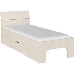 Bett Rauch "Einzelbett Doppelbett Stauraum Landhausstil MARLENE Breite 120/140 cm", beige (champagner), B:95cm H:90cm L:210cm, Betten, Bett, in 2 Breiten mit ger&auml;umigem Schubkasten MADE IN GERMANY