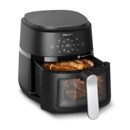 Philips Hei&szlig;luftfritteuse "Airfryer 2000 NA221/00, mit 4.2L, Sichtfenster", schwarz (schwarz, silber), B:27,3cm H:29,3cm T:36,8cm, Fritteusen, RapidAir Technologie und 13 Kochfunktionen; Schwarz/Silber, Hei&szlig;luftfritteuse