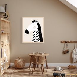 L&uuml;ttenh&uuml;tt Bild mit Rahmen L&Uuml;TTENH&Uuml;TT "oder Poster, Zebra im Profil", bunt (farbe rahmen: beige, farbe bild(er): bunt), B:50cm H:70cm T:0,7cm, Holz, Plexiglas, Bilder, Bild mit Rahmen, HD Premium Druck