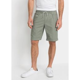 Bermudas bonprix, Herren, Gr. 54, N-Gr, seegras, Web, Obermaterial: 55% Leinen, 45% Baumwolle, regular fit, Hosen Bermudas, aus Leinen-Baumwoll-Mix, Regular Fit, l&auml;ssiger Stil