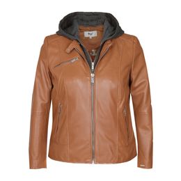 Lederjacke Maze "Lederjacke 42021318", Damen, Gr. 48, braun (cognac), Obermaterial: 100% Lammleder LEL. Futter: 100% Baumwolle CO., Jacken Lederjacke