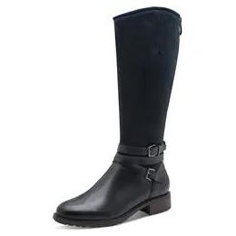 Stiefel Tamaris, Damen, Gr. 37, Normalschaft, navy, Leder, Lederimitat, Textil, Veloursleder, unifarben, Schuhe Stiefel, Blockabsatz, Langschaftstiefel mit Touch it-Ausstattung