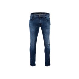 Skinny-fit-Jeans Replay "Jeans Hyperflex ANBASS", Herren, Gr. 34, N-Gr, blau (dunkelblau), Obermaterial: 85% Baumwolle CO. 10% Polyester PES. 5% Elasthan EL., Jeans Skinny-fit-Jeans