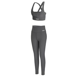 Sportanzug YEAZ "Set VIBRANT", Damen, Gr. M, grau, Obermaterial: 87% Nylon NY. 13% Elasthan EL., Sportanz&uuml;ge Sportanzug