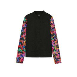 Madeleine Mode Outdoorjacke MADELEINE "Jacke Jacke mit floralen Trend-&Auml;rmeln", Damen, Gr. 34, schwarz (schwarz, multicolor), Obermaterial: 95% Polyester PES. 5% Elasthan EL., Modern, figurbetont, Jacken Outdoorjacke
