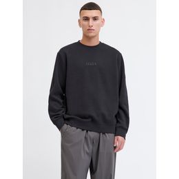 Jack & Jones Sweatshirt JACK & JONES "JCOPOINT SWEAT BADGE CREW NECK BF", Herren, Gr. S, schwarz print:jj, angeraute Sweatware, Obermaterial: 72% Baumwolle, 28% Polyester, unifarben, relaxed fit, Rundhals, Rippb&uuml;ndchen, Sweatshirts Sweatshirt
