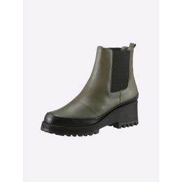 Stiefelette Heine, Damen, Gr. 39, schwarz (khaki, schwarz), Glattleder, Leder, Rindsleder, Schuhe Stiefelette