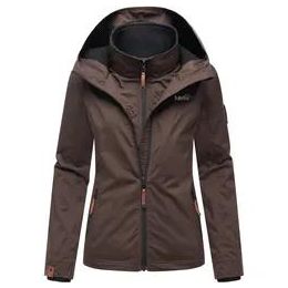 Outdoorjacke Marikoo "Erdbeere", Damen, Gr. M (38), braun (dunkelbraun), Oberstoff: 100% Polyester. Futter: 100% Polyester. Wattierung: 100% Polyester. &Auml;rmelfutter: 100% Polyester, tailliert h&uuml;ftbedeckend, &Auml;rmel ohne &Auml;rmelschlitz Rippstrickb&uuml;ndchen kontrastfarben, Jacken Outdoorjacke, sportliche Funktionsjacke mit Kapuze