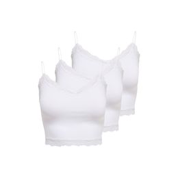 T-Shirt Only "T-Shirt ONLVICKY LACE SEAMLESS CROPPED TOP 3P 3er Pack", Damen, Gr. XS-S, wei&szlig;, Obermaterial: 92% Polyamid PA. 8% Elasthan EL., Shirts T-Shirt