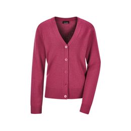 Strickjacke GOLDNER "Eleganter Cardigan mit V-Ausschnitt", Damen, Gr. 54, pink, Obermaterial: 70% Polyacryl PAN. 30% Schurwolle WV., Modisch, gerade, Strickjacken Strickjacke, mit gro&szlig;en Kn&ouml;pfen