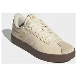 Sneaker Adidas SPORTSWEAR "VL COURT 3.0", Damen, Gr. 38, wonder wei&szlig;, wonder wei&szlig;, gold metallic, Leder, Synthetik, Schuhe Sneaker, inspiriert vom Design des Adidas samba, Topseller