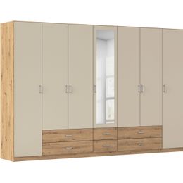 Kleiderschrank Rauch "Schrank Garderobe Ankleide GAMMA Breiten 91/136/181/226/271/315/360 cm", eiche artisan, beige (champagner), griffe alu, B:315cm H:210cm T:54cm, Holzwerkstoff, Schr&auml;nke, Kleiderschrank, verschiedene Griff-Varianten, mit Spiegel TOPSELLER MADE IN GERMANY
