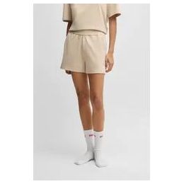 Shorts HUGO UNDERWEAR "SHUFFLE_SHORTS", Damen, Gr. XXL, N-Gr, beige (light beige 270), Jersey, Obermaterial: 48% Baumwolle, 48% Modal, 4% Elasthan, k&ouml;rpernah ca. Mitte Oberschenkel, Hosen Shorts, mit Logoschriftzug
