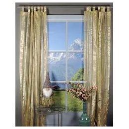 Gardine "Walensee" Gr. 1, braun (braun, beige), B:140cm H:245cm, Polyester, HOSSNER - ART OF HOME DECO, Gardinen, Gardine, Schlaufenschal im zeitlosen Design