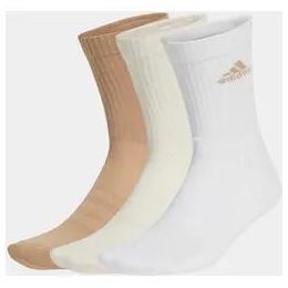 Funktionssocken Adidas PERFORMANCE "CUSHIONED CREW, 3 PAAR", Damen, Gr. XXL (49/51), wei&szlig; (wei&szlig;, wonder wei&szlig;, warm sandstone), Obermaterial: 62% Baumwolle, 36% Polyester, 1% Elasthan, 1% sonstige Fasern, Socken