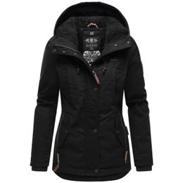 Winterjacke Marikoo "Winterjacke Bikoo", Damen, Gr. S, schwarz (schwarz with schwarz fur), Obermaterial: 100% Baumwolle CO. Obermaterial: Futter: 100% Polyester PES. 100% Polyester PES., Jacken Winterjacke