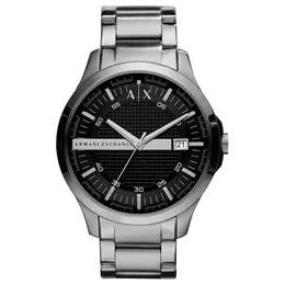 Giorgio Armani Quarzuhr ARMANI EXCHANGE, silber (silberfarben, schwarz), Armbanduhren, Damen, Quarzuhr, Armbanduhr, Herrenuhr, Datum, analog, Edelstahlarmband