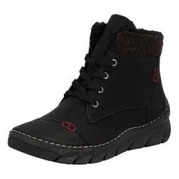 Winterboots Rieker, Damen, Gr. 41, schwarz, braun, Nubuklederimitat, Textil, Schuhe Winterboots, Schn&uuml;rboots, Stiefelette, Casual-Boots mit softem Schaftrand