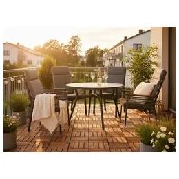 Garten-Essgruppe Konifera "Edessa Komfort", dunkelgrau, dunkelgrau, Aluminium, Sitzm&ouml;bel-Sets, inkl. 4 Sessel, 4 Sitzkissen, 1 Tisch