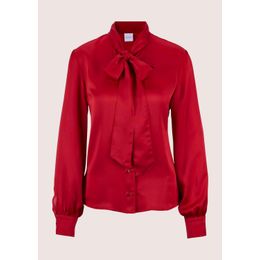 Madeleine Mode Langarmbluse MADELEINE "Bluse Satinbluse mit Schluppe", Damen, Gr. 44, rot, Obermaterial: 100% Polyester PES., Modern, normal, Blusen Langarmbluse