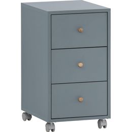Rollcontainer Schildmeyer "Serie 500", blau (fjord), B:32,6cm H:59,7cm T:39,1cm, Holzwerkstoff, Rollwagen, Rollcontainer, Rollen feststellbar